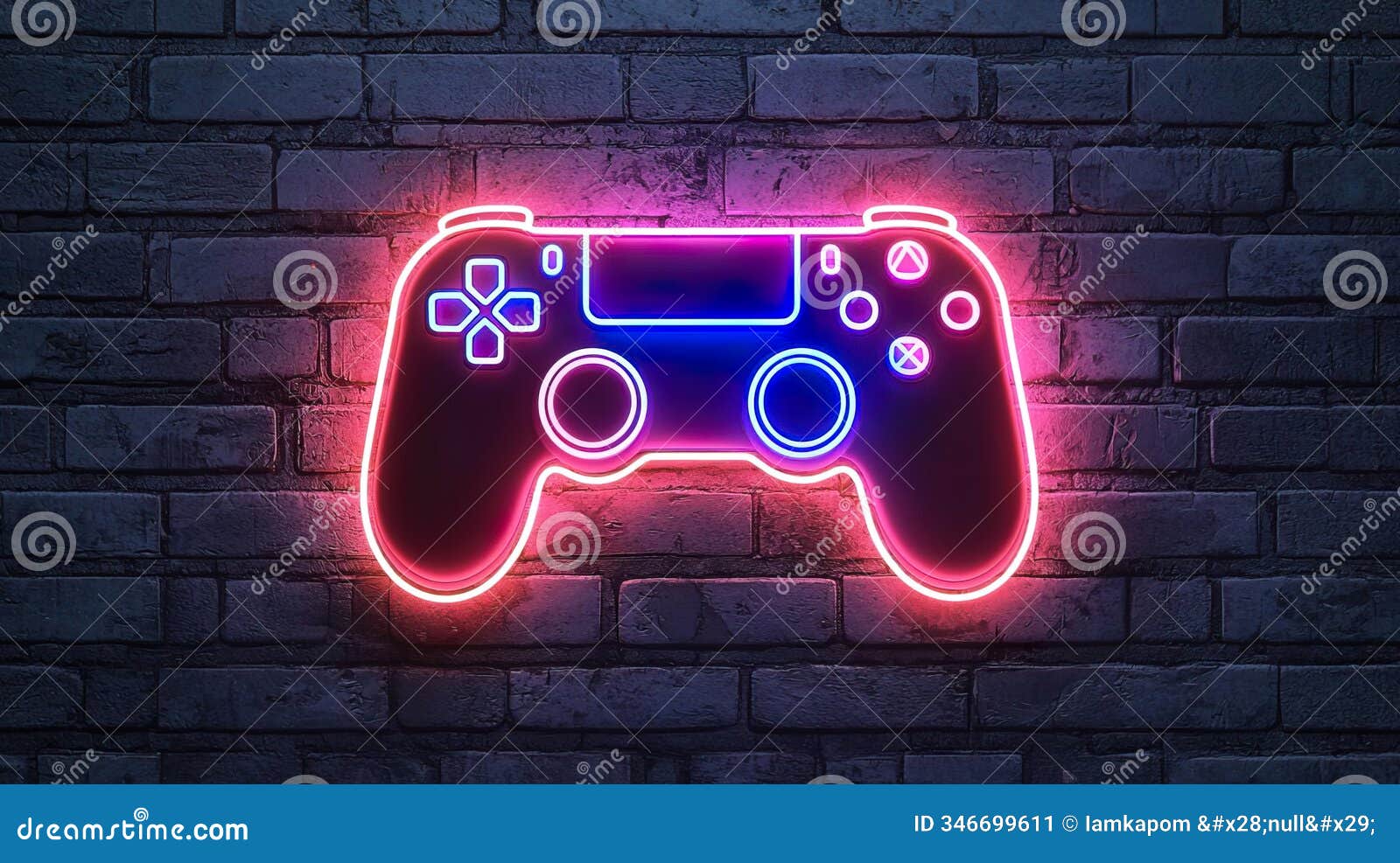 Vector Illustration of a Neon Sign of a Controller Frame Logo for Wall ...