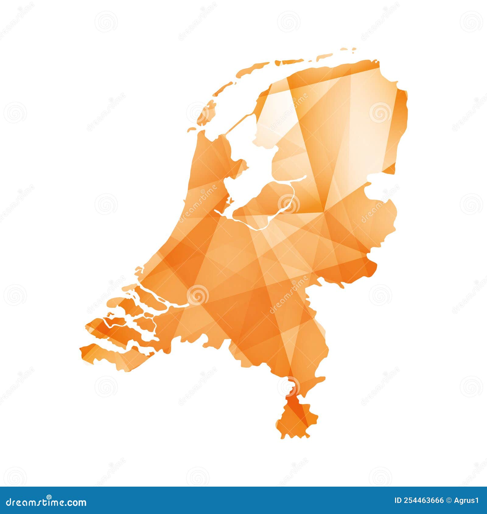 Vector Illustration of Netherlands Map with Orange Colored Geometric ...