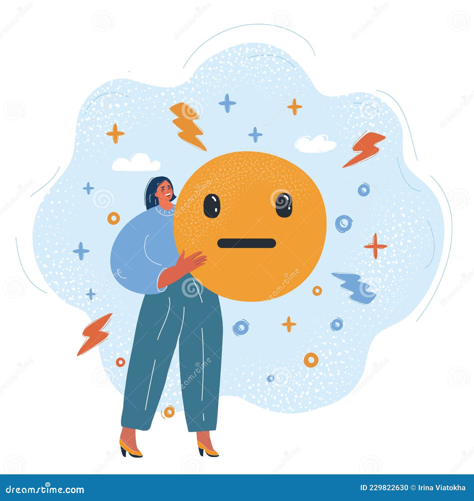 Vector Illustration of Neutral Mood Emoticon. Stock Vector ...
