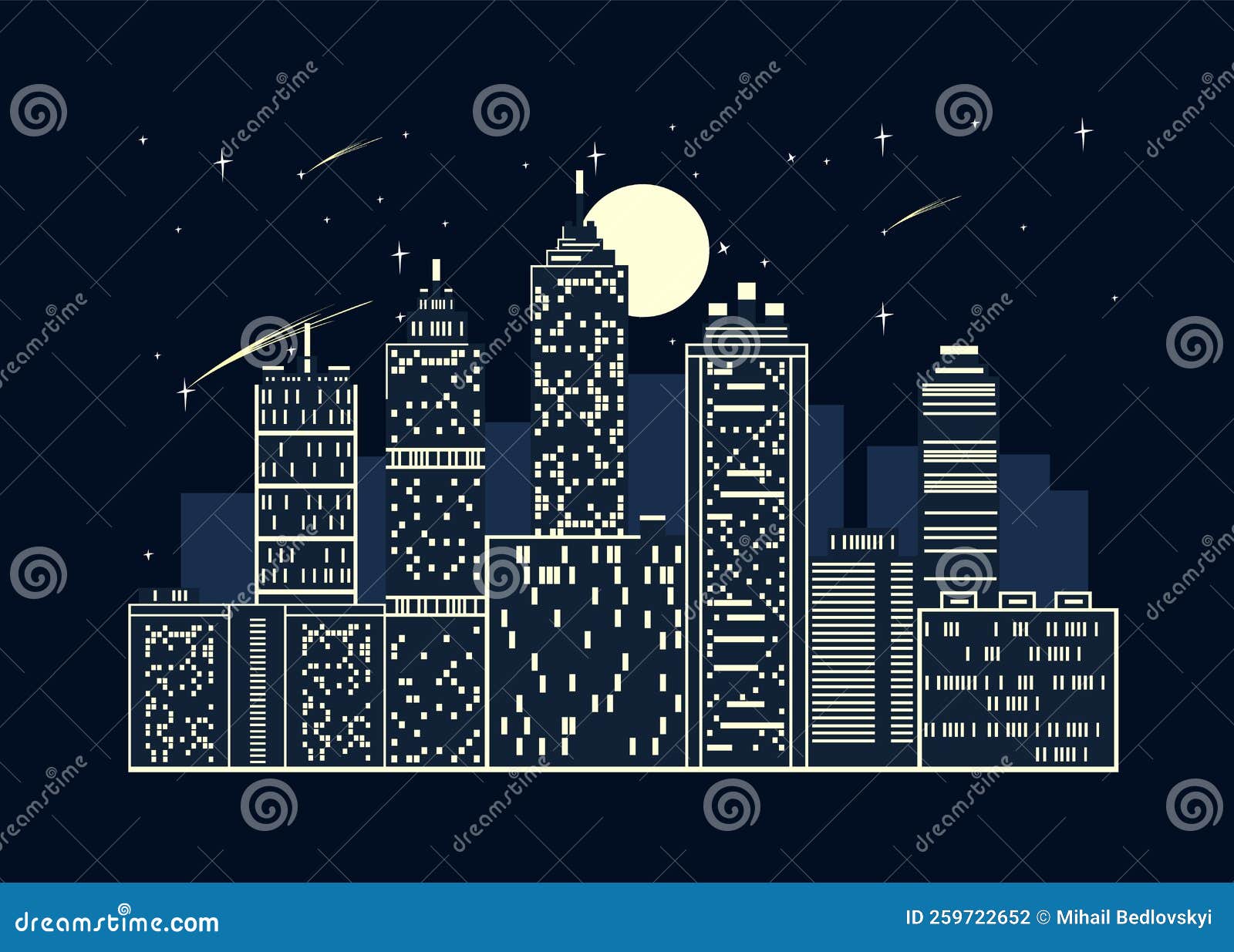 Vector Illustration of a Night Big City Stock Illustration ...