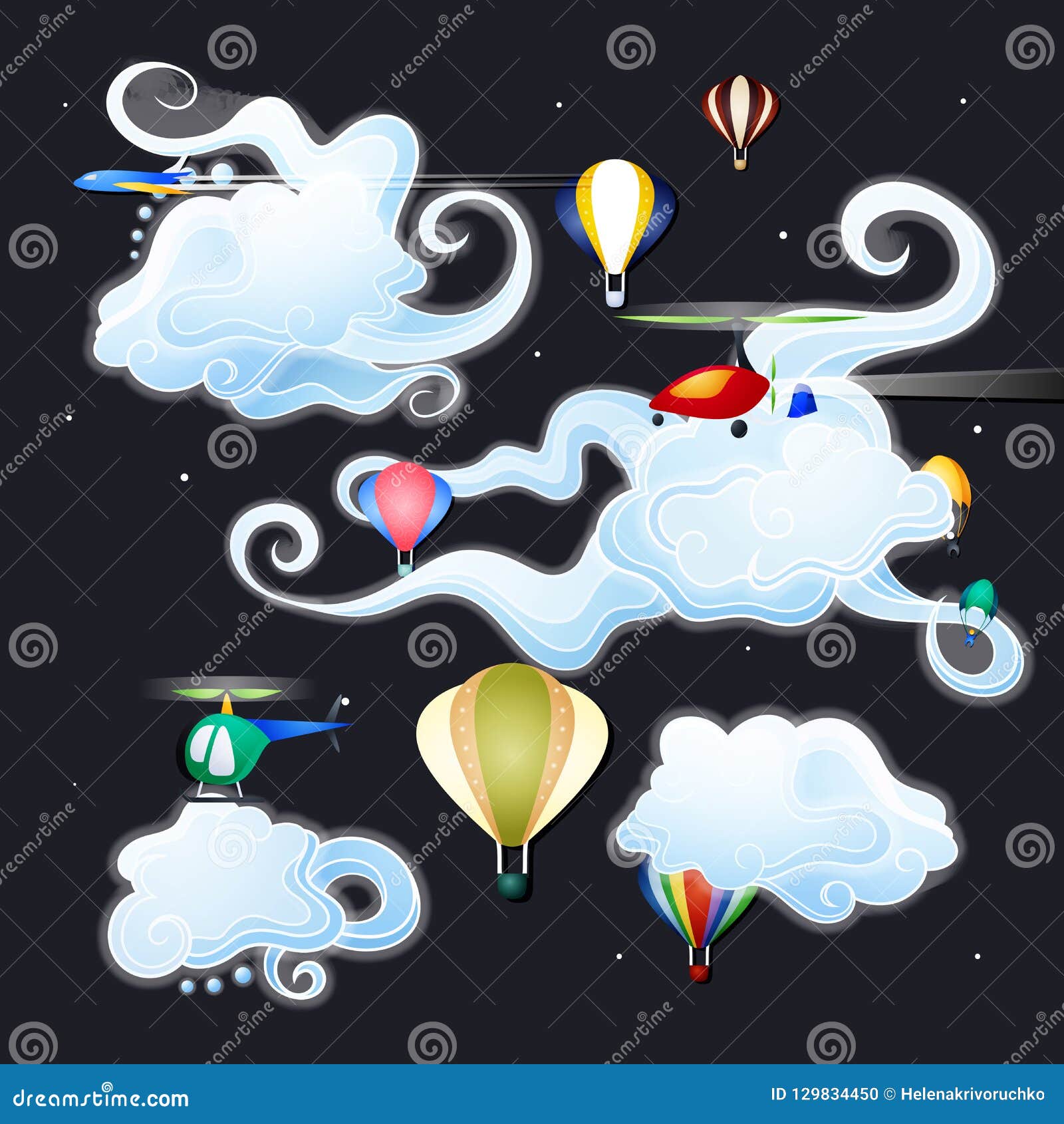 Vector Illustration. Night Flights. Flat Style Stock Vector ...