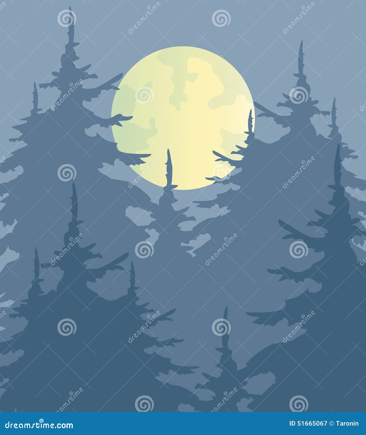 Vector Illustration. Night Forest Stock Vector - Illustration of moon ...