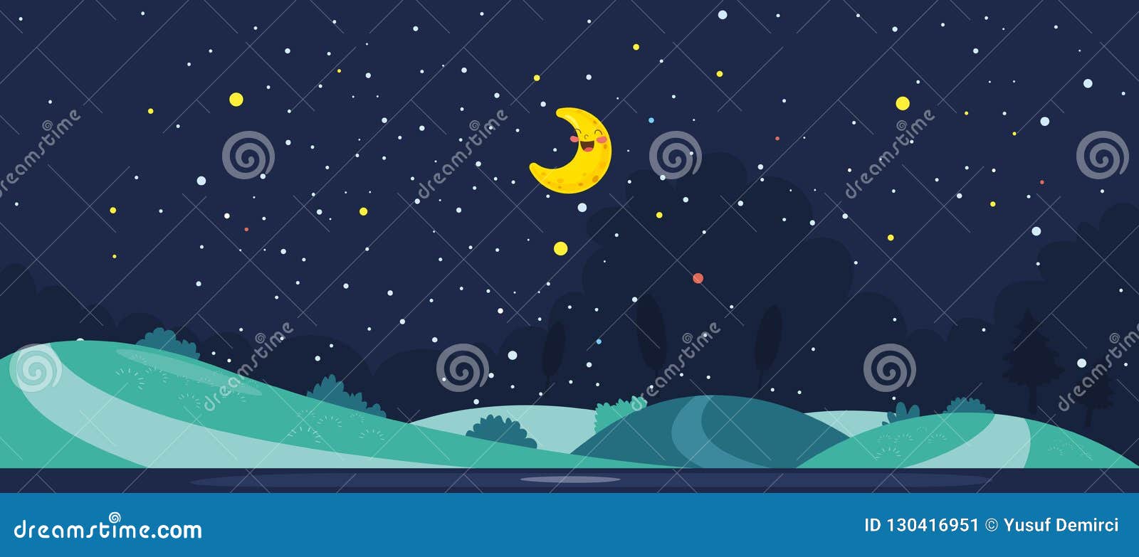 Vector Illustration of Night Scene Stock Vector - Illustration of ...