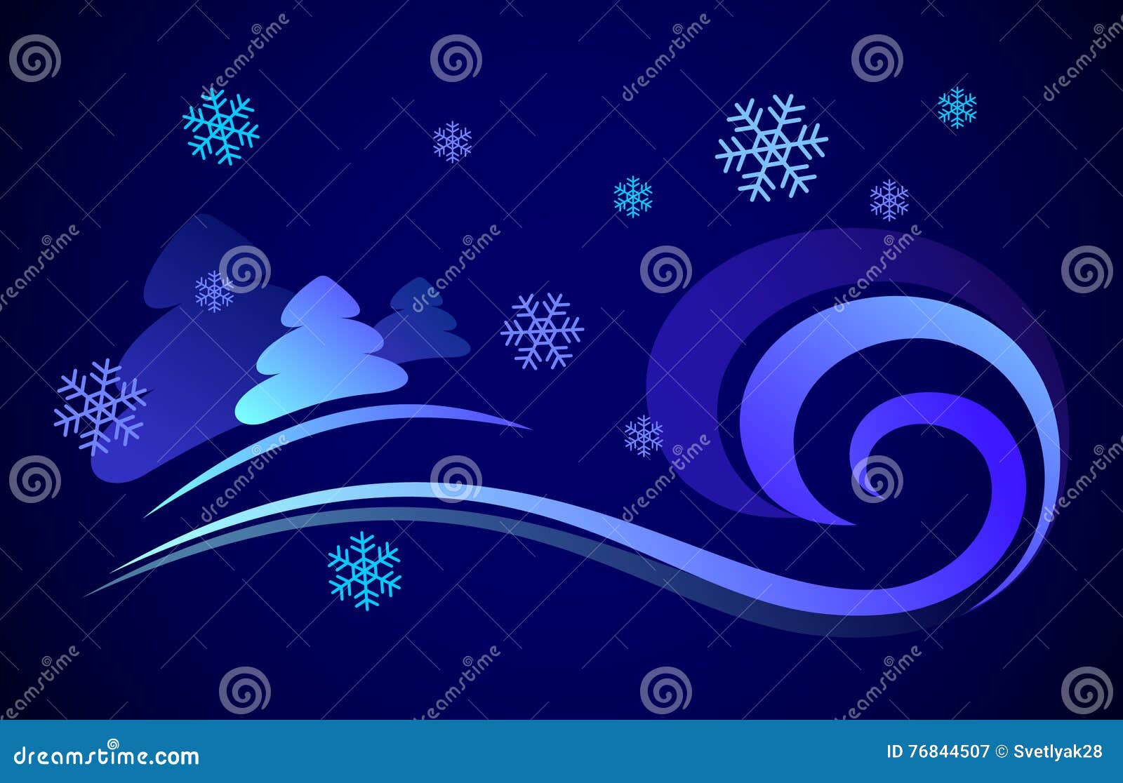 Vector Illustration of a Night Snowstorm. Stock Illustration ...