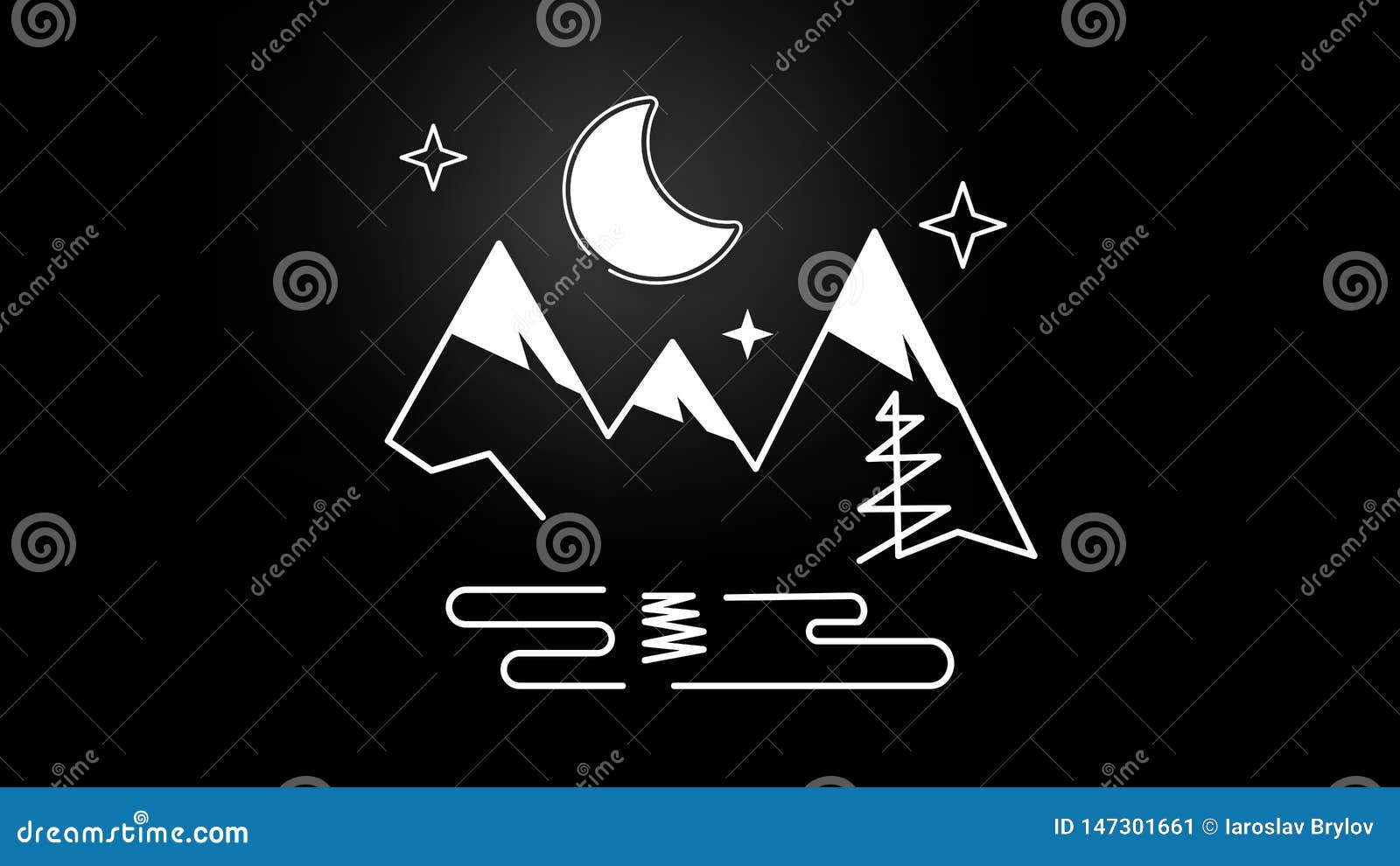 Vector Illustration of Night Time Nature Landscape Stock Vector ...