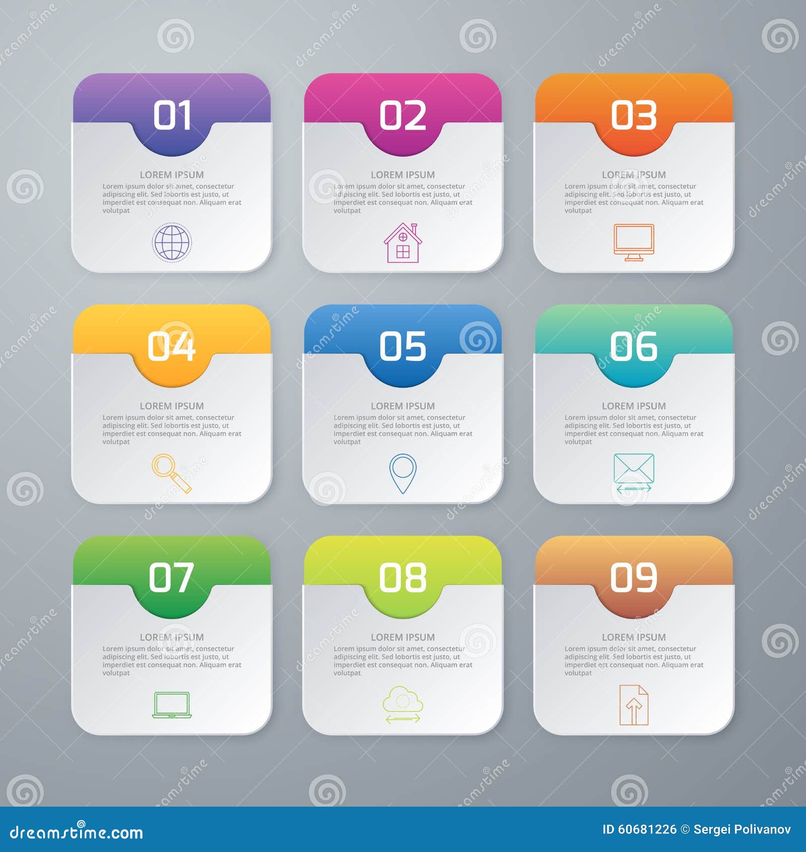 Vector Illustration of Nine Squares Infographics Stock Vector ...