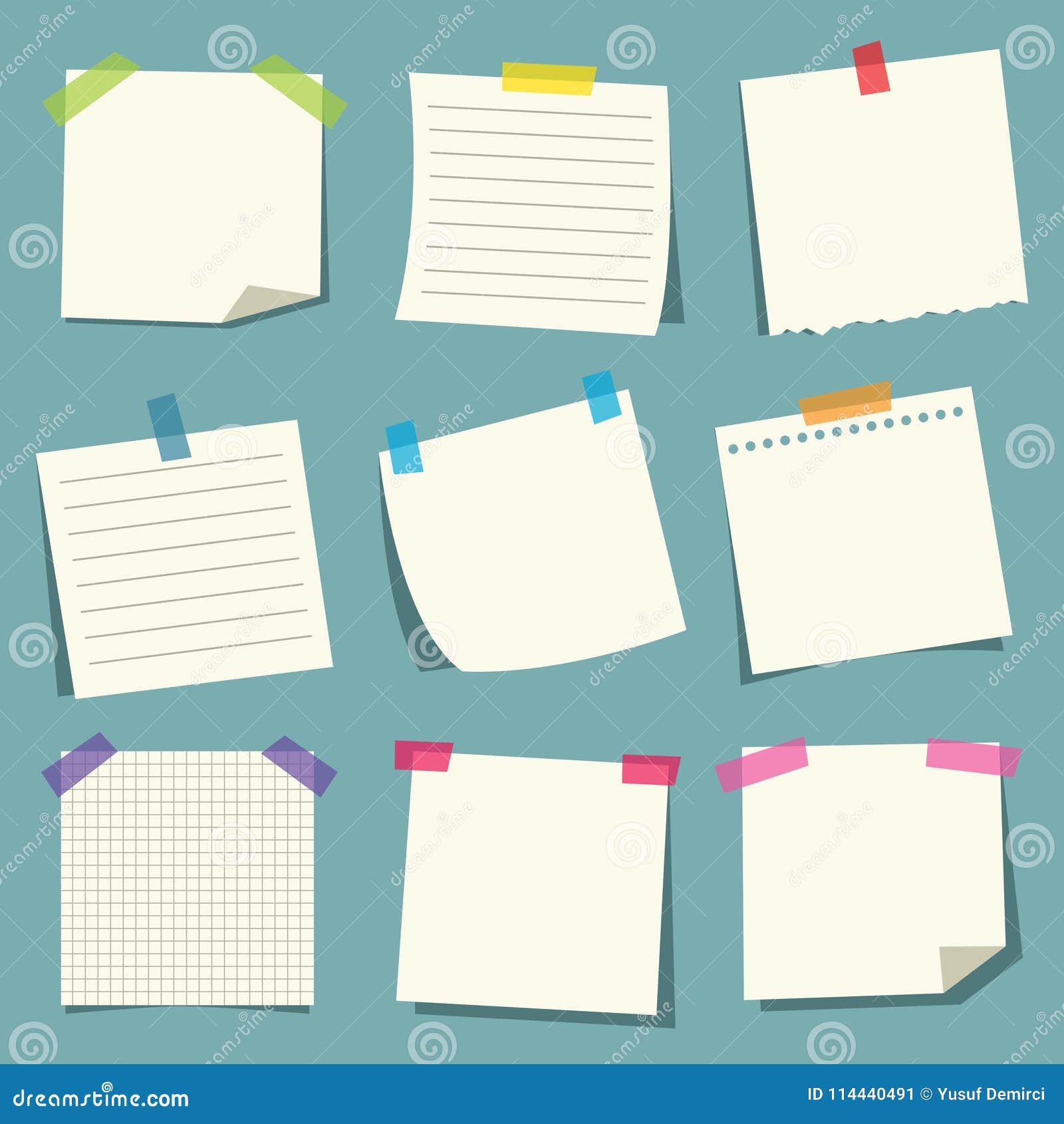 Vector Illustration of Note Papers Stock Vector - Illustration of ...