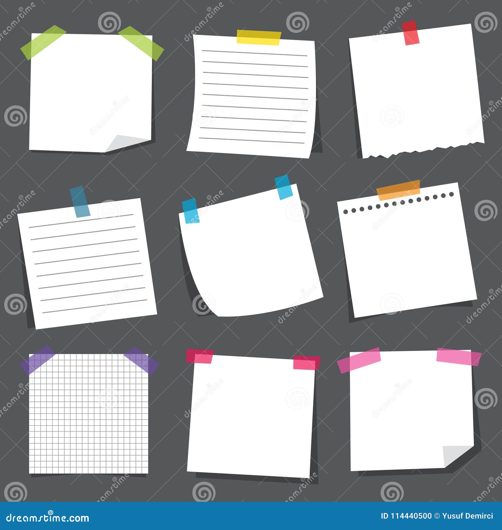 Vector Illustration of Note Papers Stock Vector - Illustration of notes ...