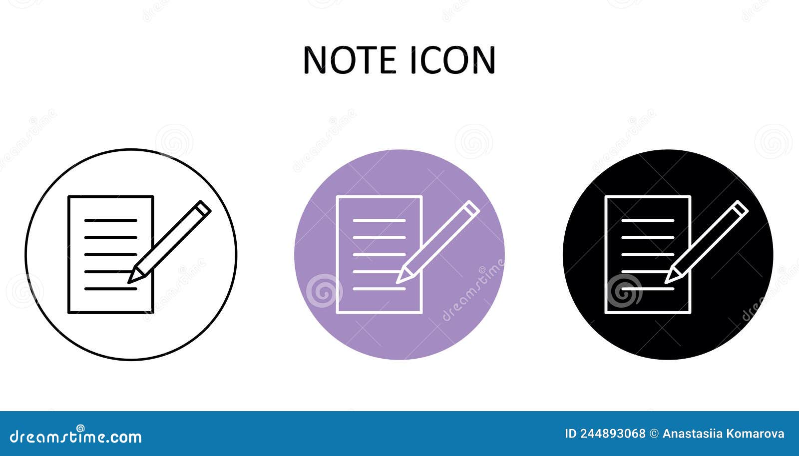 Vector Illustration with Note and Pencil. Outline Icon Stock Vector ...