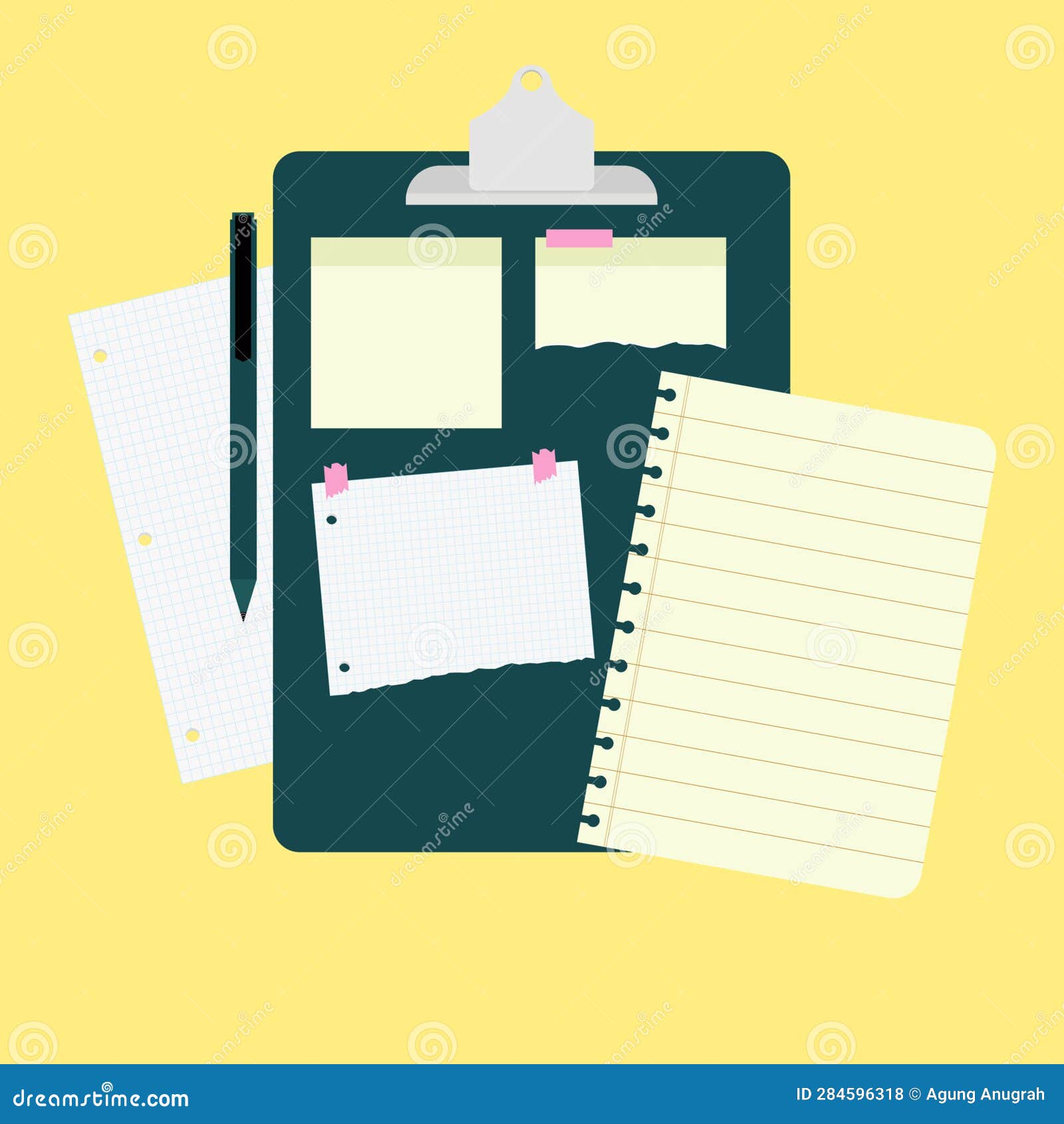 Vector Illustration of Notebook Labels, Paper Notes and Clipboard ... Vector Illustration of Notebook Labels, Paper Notes and Clipboard ...