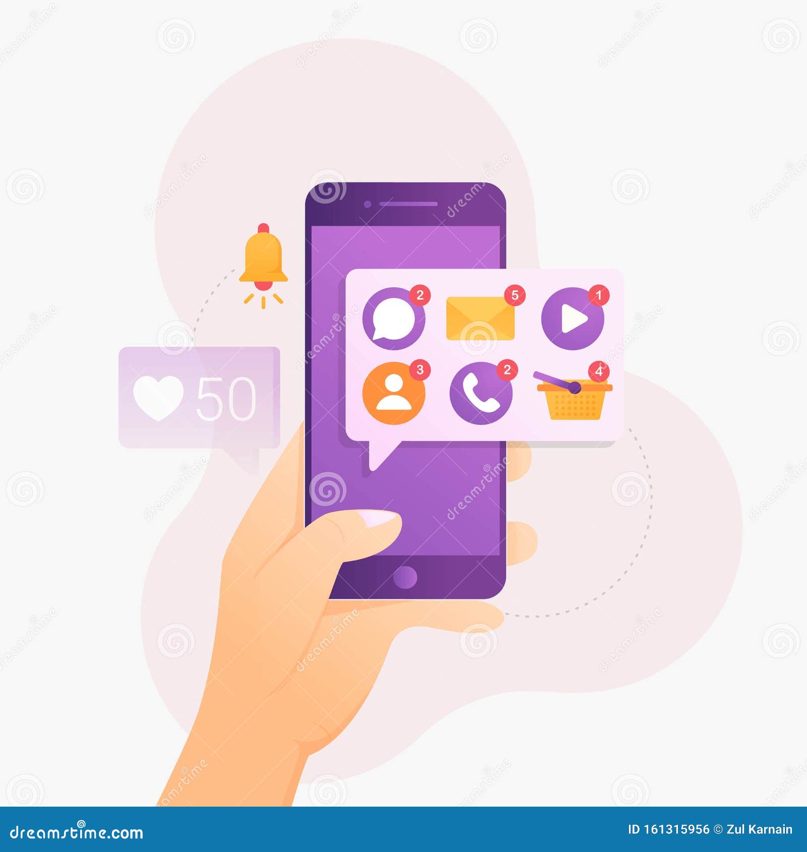 Vector Illustration of Notification of Some Applications in Smartphone ...