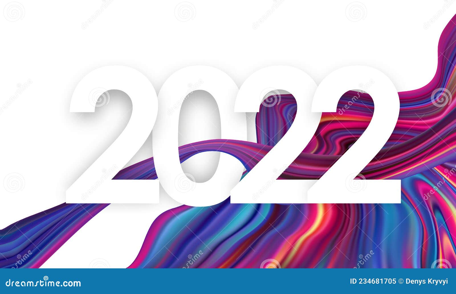 Vector Illustration: Number of 2022 on Modern Colorful Flow Background ...