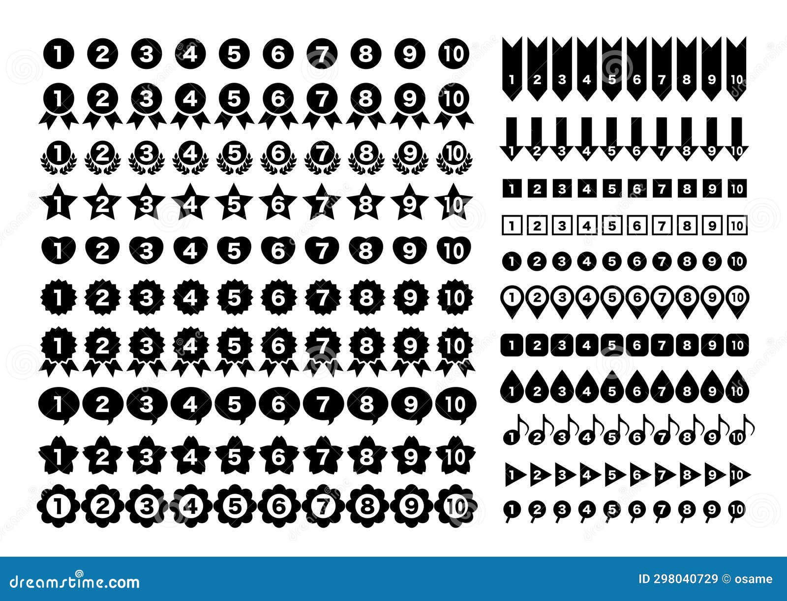 Vector Illustration of Numbers Icon Set. Numbers from 1 To 10 and ...