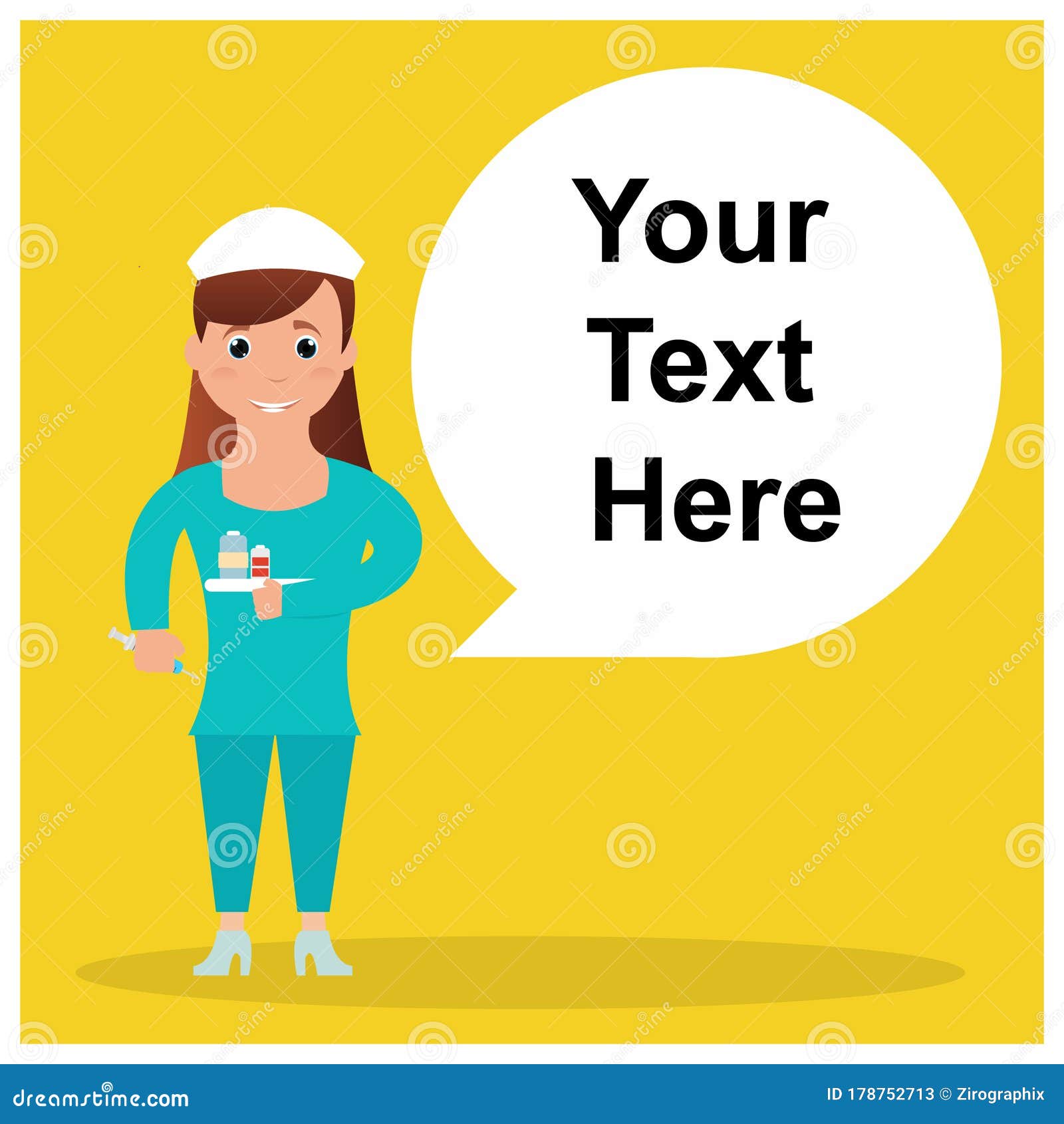 Vector Illustration of a Nurse and Text Illustration Stock Vector ...
