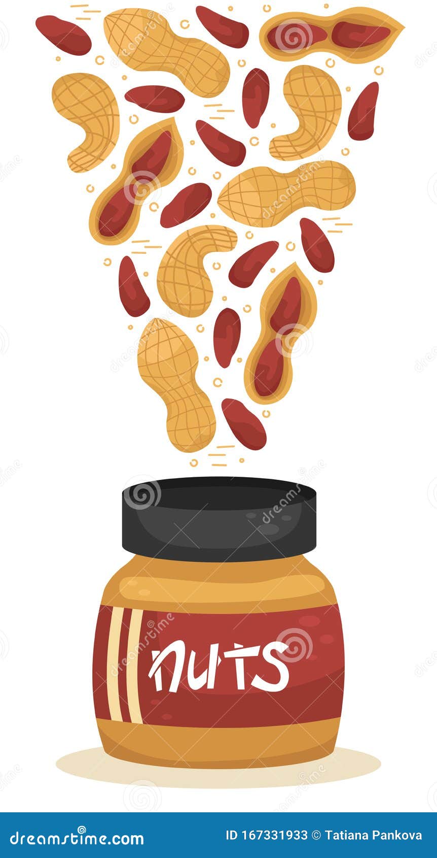 Vector Illustration of Nuts Falling into a Jars of Nut Paste Stock ...