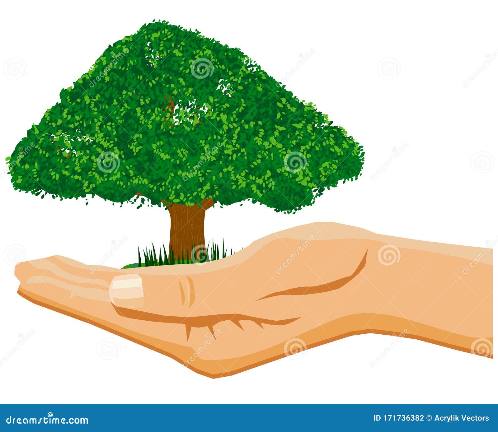 Oak Tree on Human Hand Vector Icon Stock Illustration - Illustration of ...
