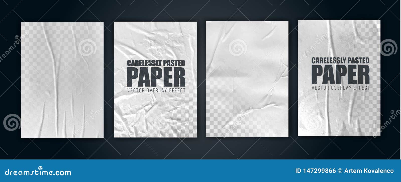 Glued Poster Mockup. Vector Realistic Flyer Design On Black Backdrop ...