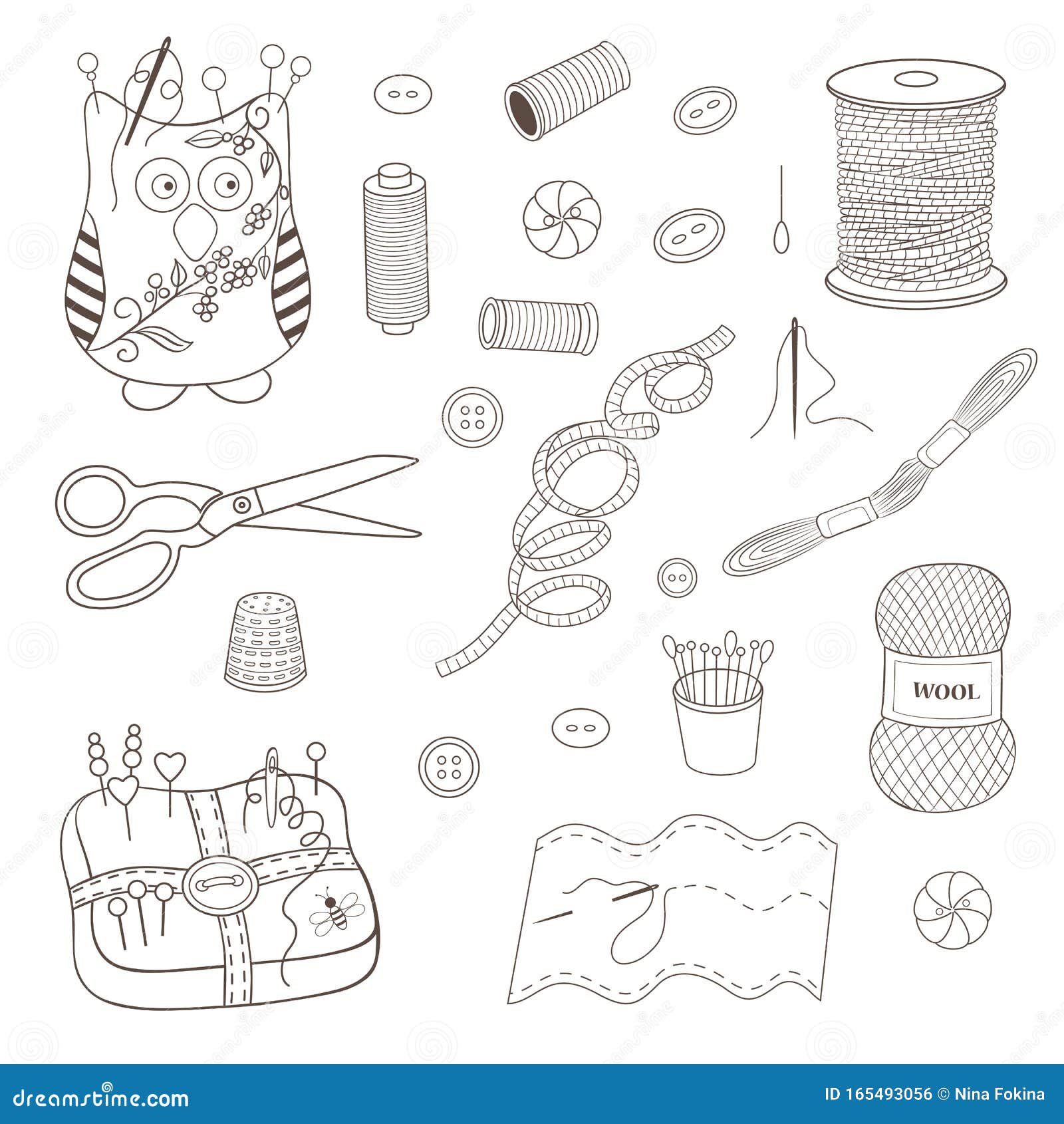 Vector Illustration with Objects for Needlework Stock Vector ...
