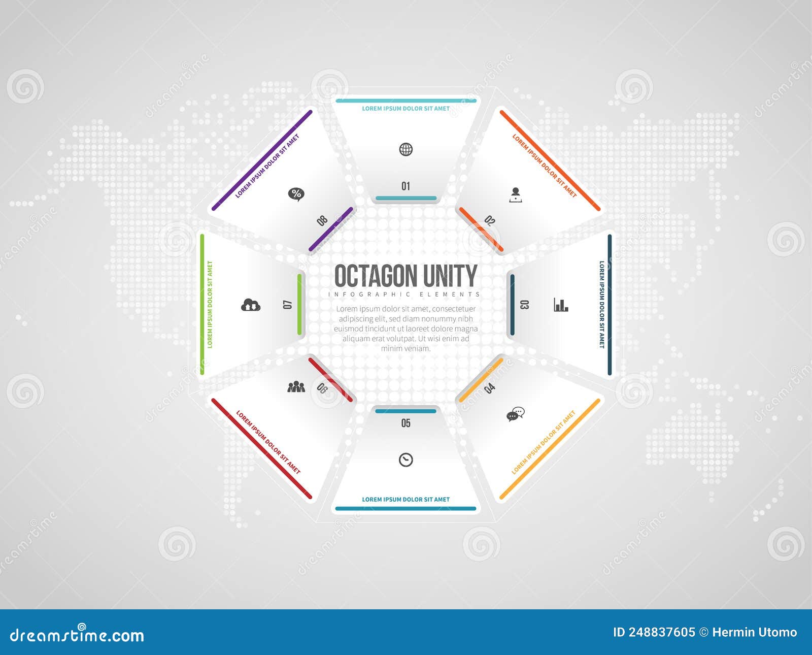 Octagon Unity Infographic stock vector. Illustration of data - 248837605