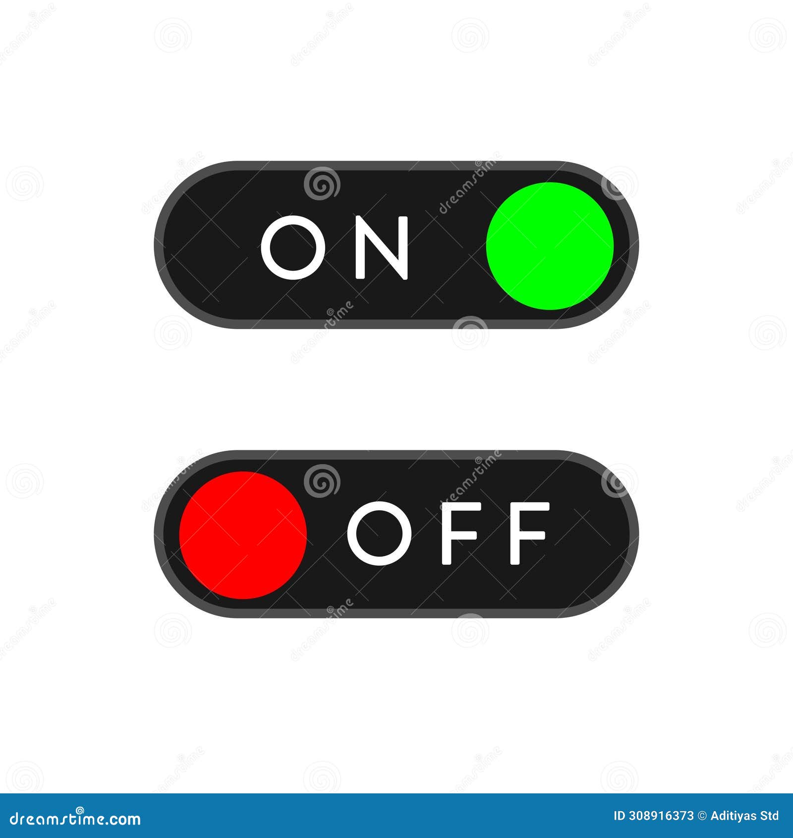 Vector Illustration of on and Off Icons. Mode Toggle Switches Stock ...