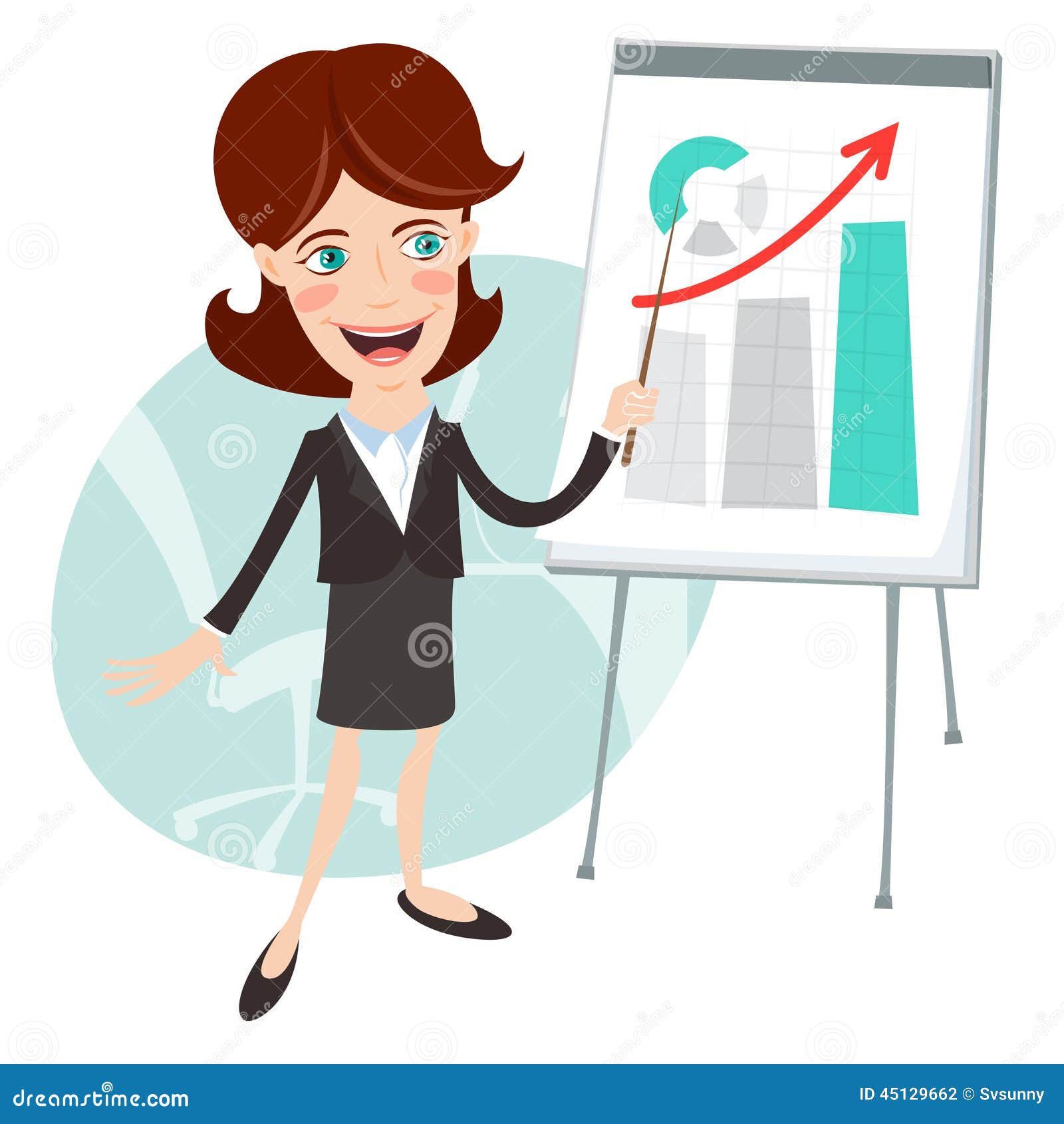 Vector Illustration of Office Man Presenting a Graph on Flip-chart ...
