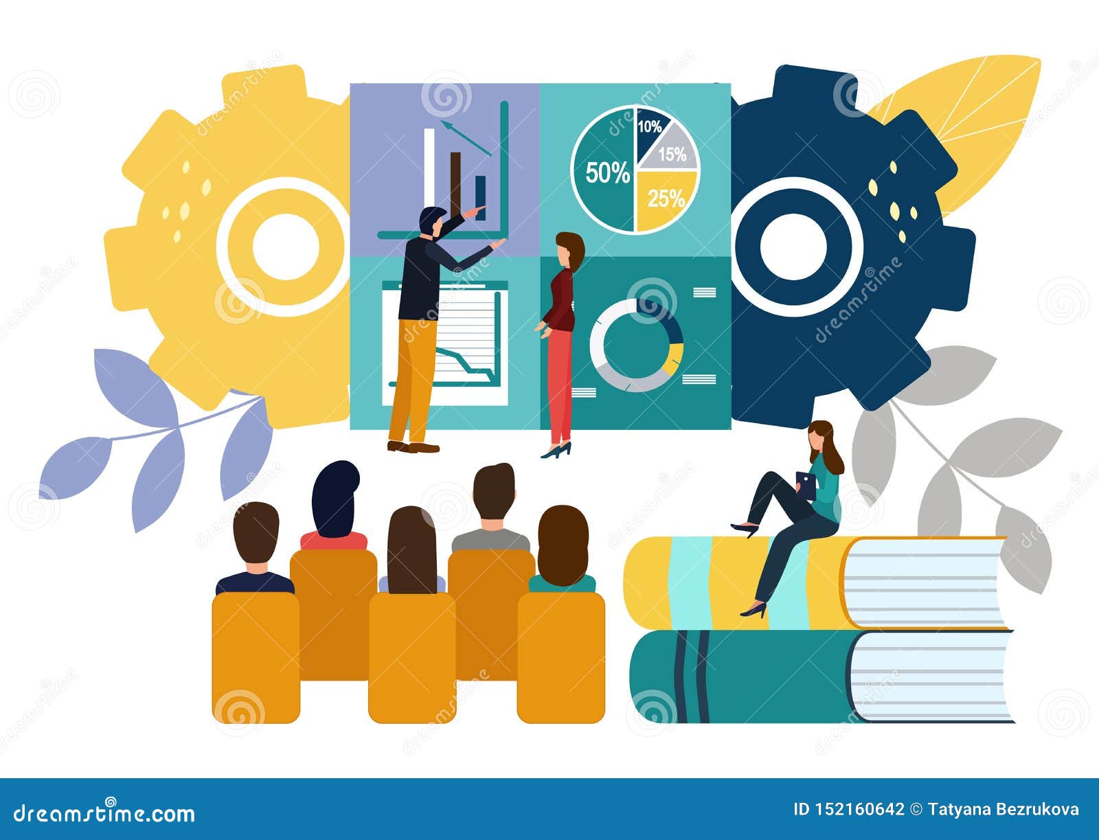 Vector Illustration Office Staff Training. Team Thinking Stock ...