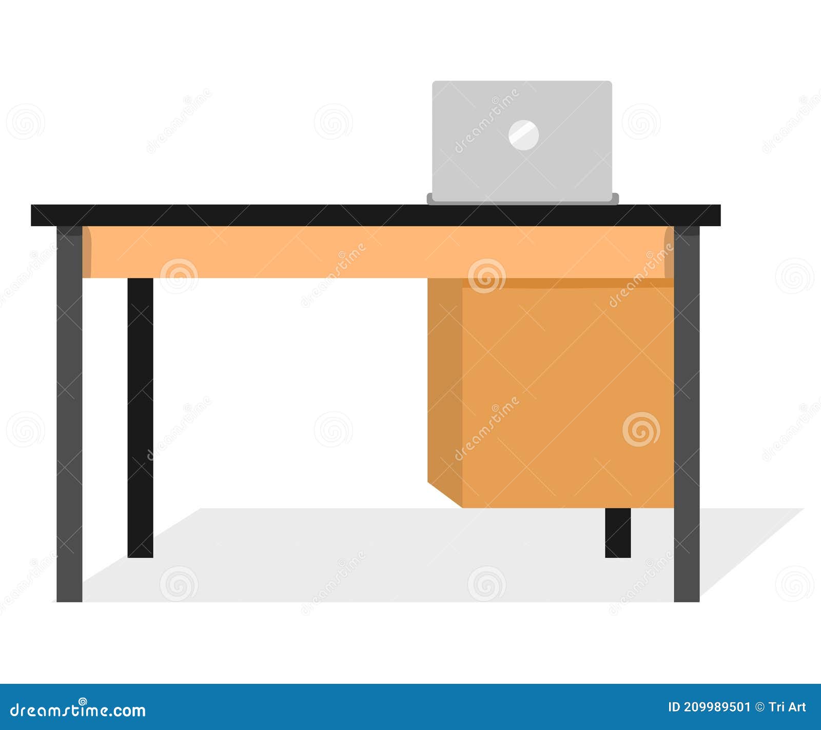 Vector Illustration of an Office Table with a Laptop on it Stock Vector ...