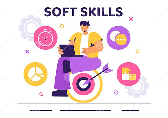 Vector Illustration of Office Workers Demonstrating Soft Skills Such As ...