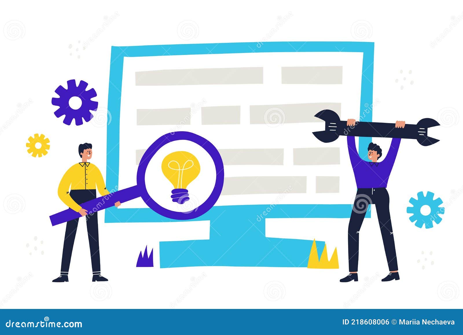 Vector Illustration with Office Workers. Workflow Business Concept ...