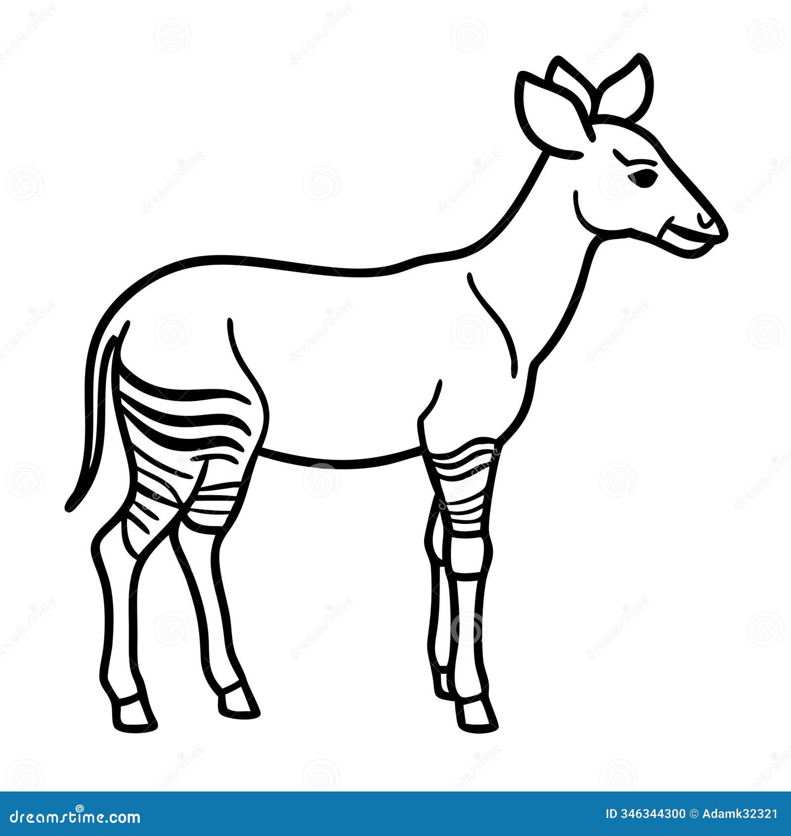 Vector Illustration of Okapi Outline in Simple Artistic Style Stock ...