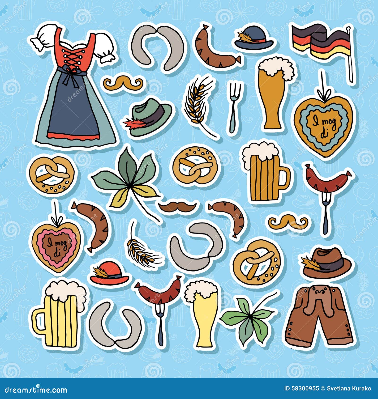 Vector Illustration of Oktoberfest Elements Set Stock Vector ...