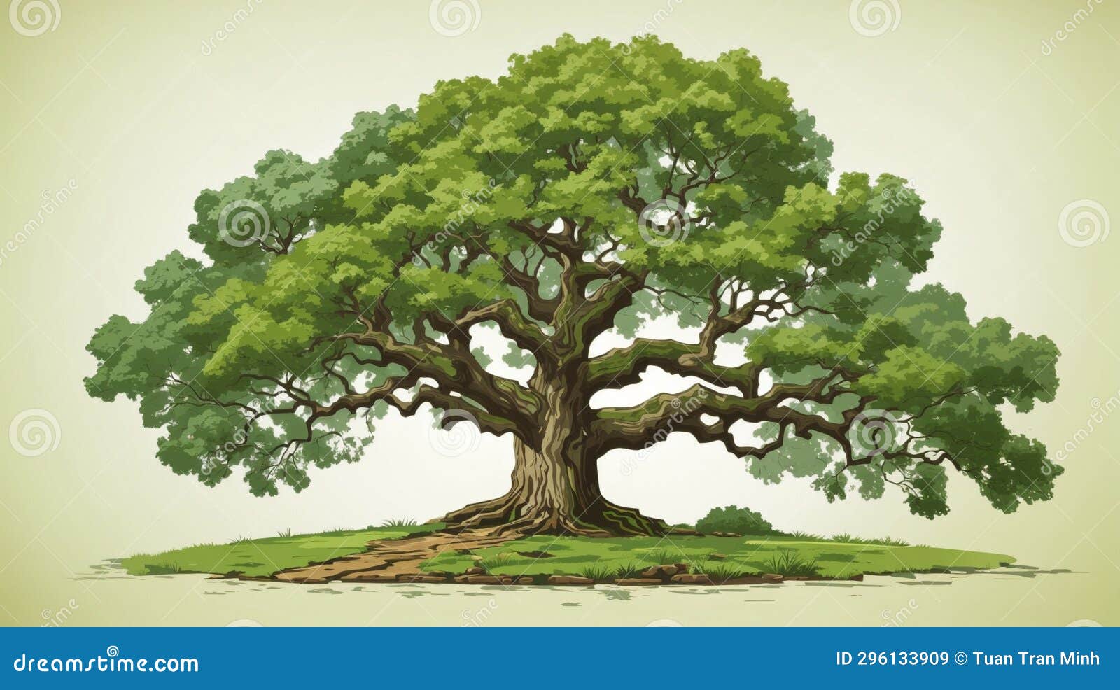 Oak Tree Illustration Background Stock Illustration - Illustration of ...