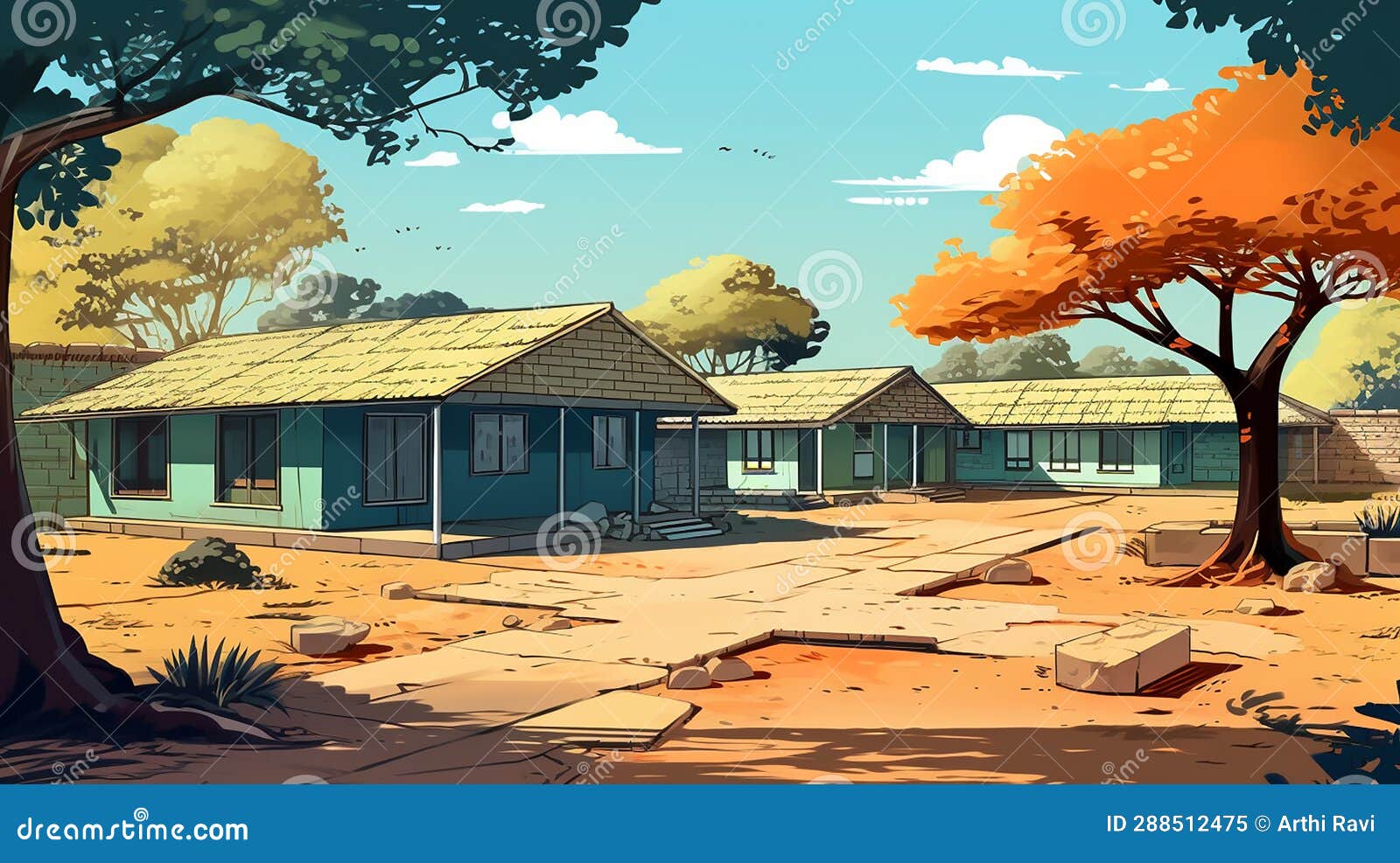 Vector Illustration of Old Indian School Stock Illustration ...