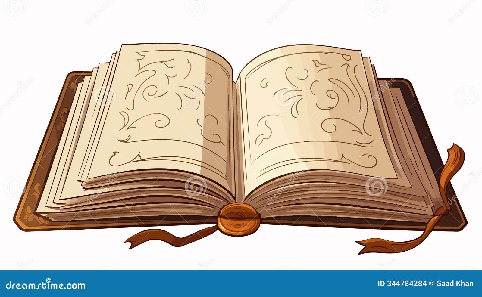 Vector Illustration of Old Open Book Cartoon Vector Stock Vector ...