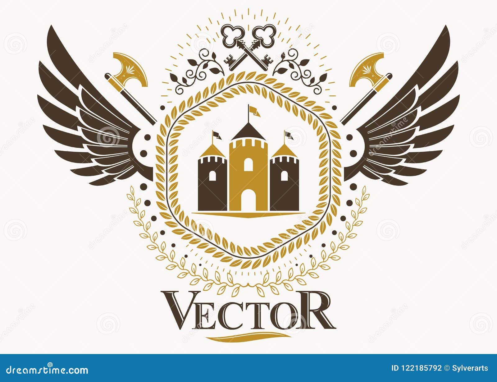 Vector Illustration of Old Style Heraldic Emblem Made with Keys Stock ...