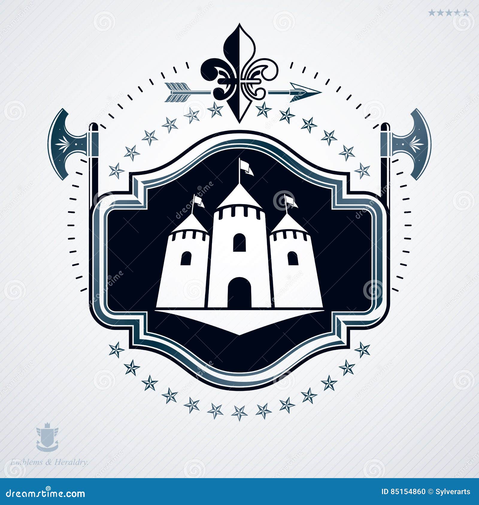 Vector Illustration of Old Style Heraldic Emblem Made with Medieval ...