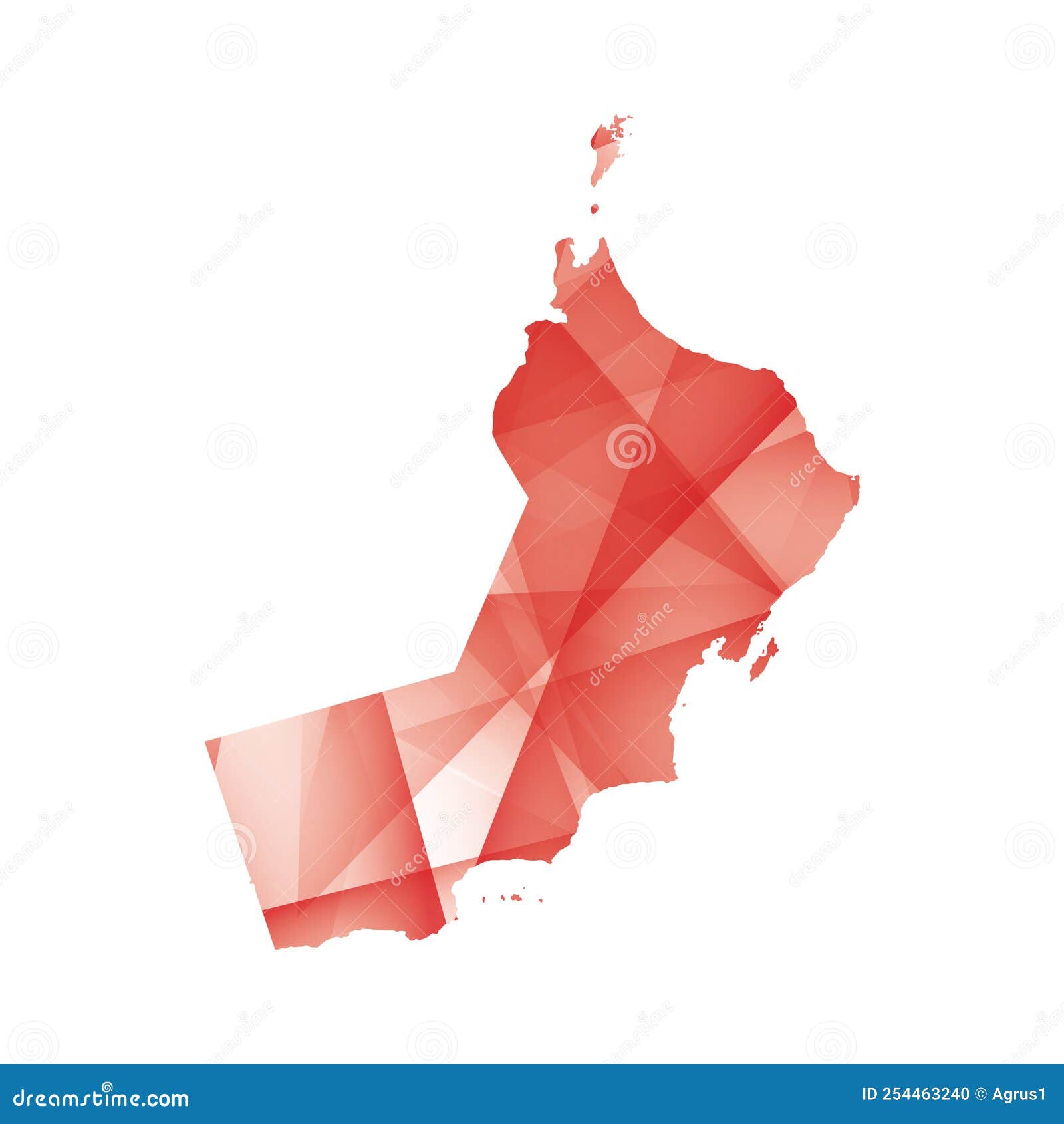 Vector Illustration of Oman Map with Red Colored Geometric Shapes Stock ...