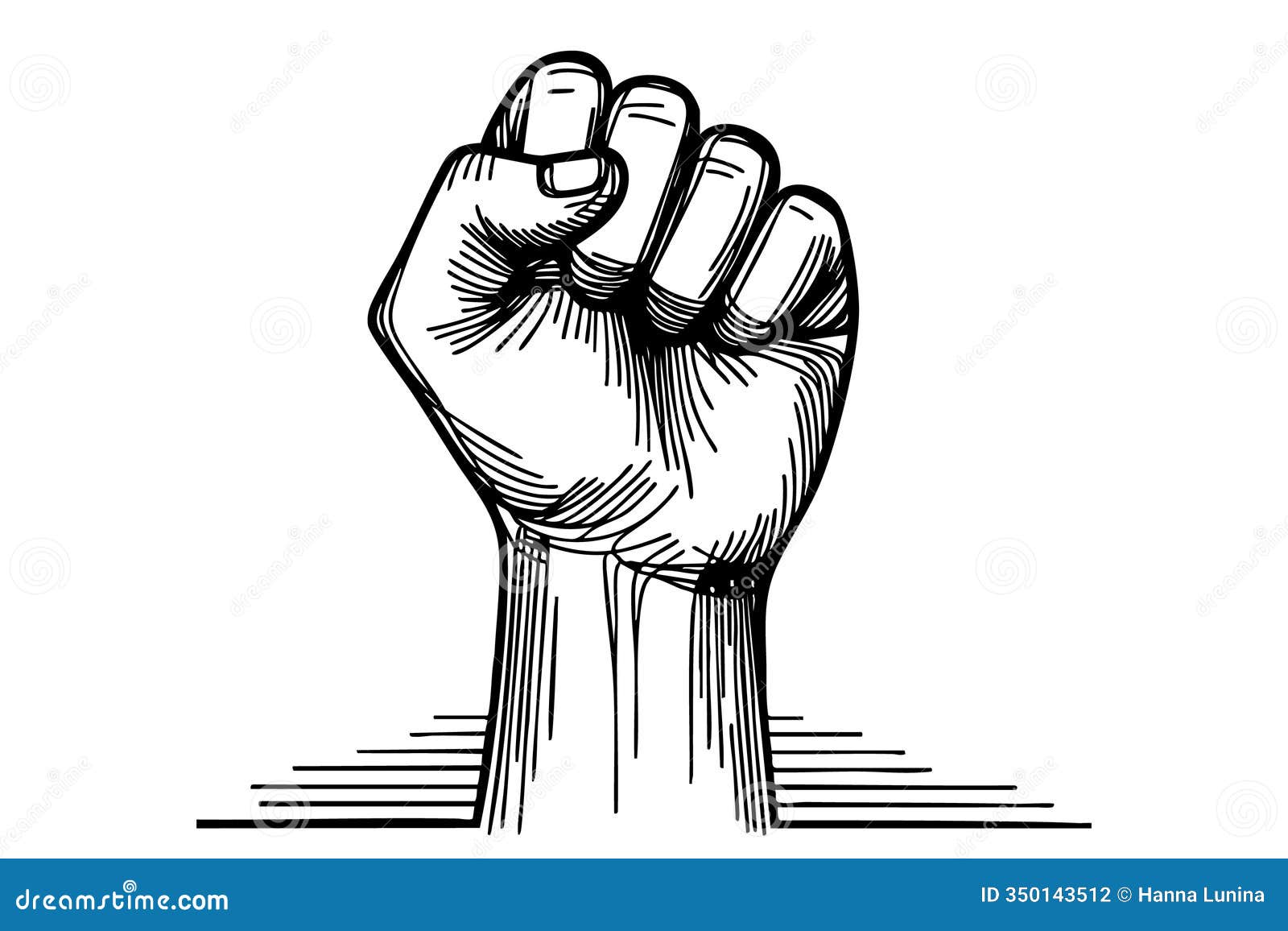 Vector Illustration. One-line Drawing of a Human Fist. Stock ...