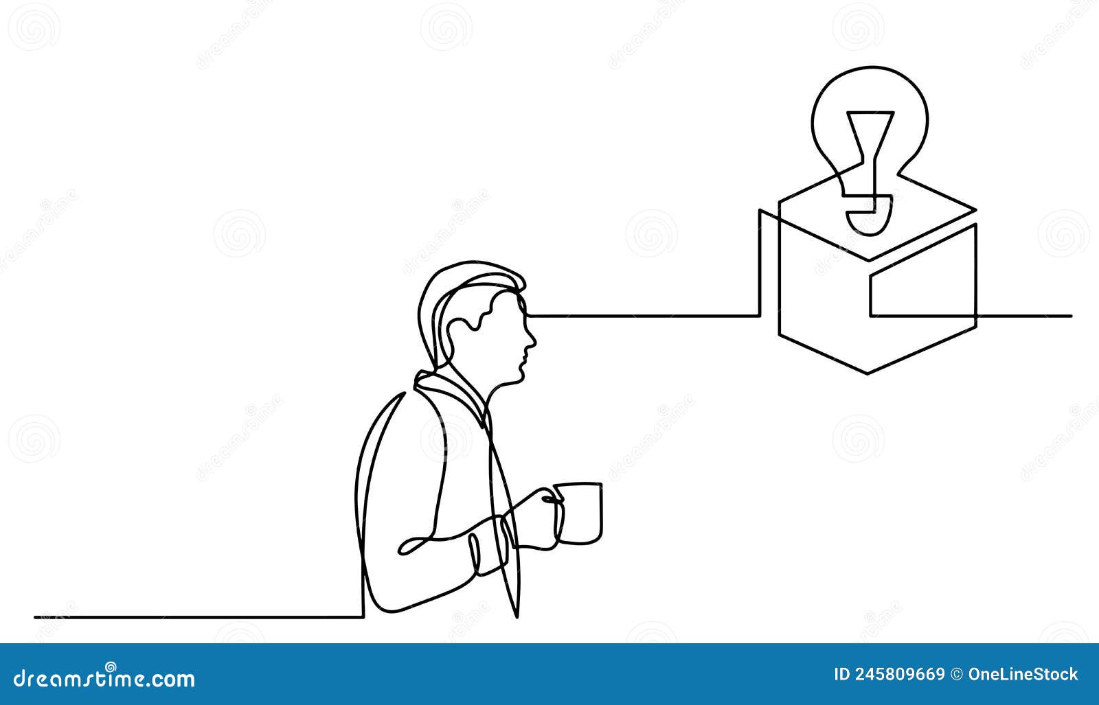 One Line Drawing of Person Thinking Solving Problems Finding Solutions ...