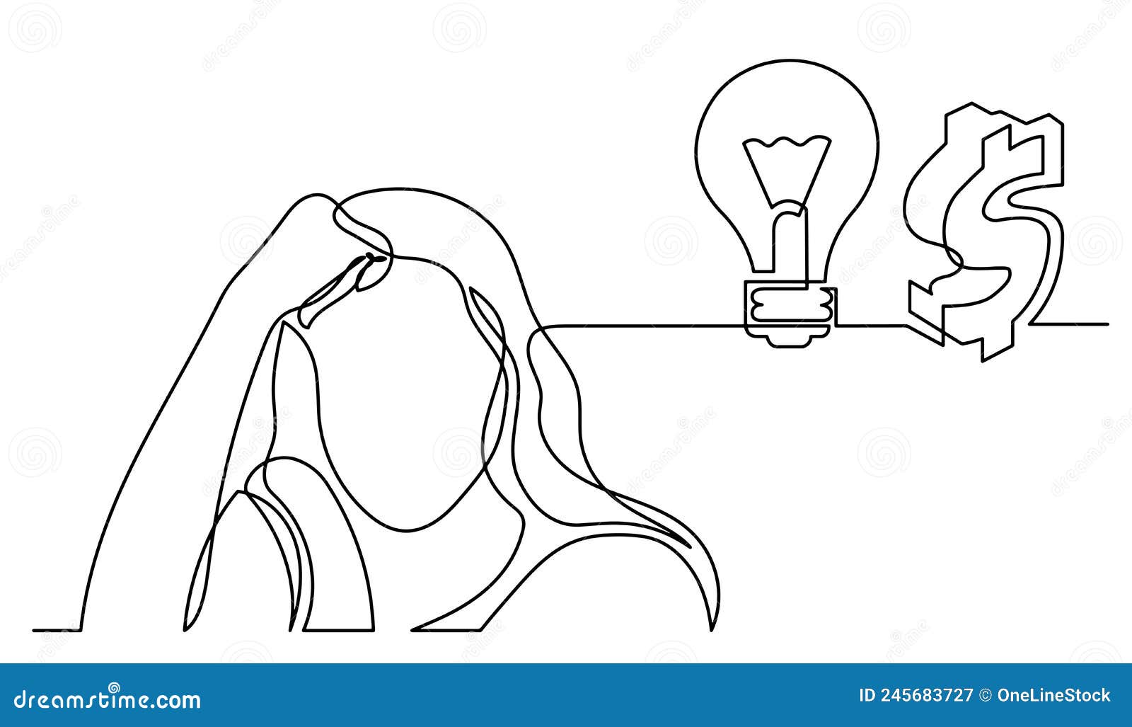 One Line Drawing of Woman Thinking Solving Problems Finding Solutions ...