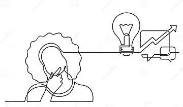 One Line Drawing of Woman Thinking Solving Problems Finding Solutions ...