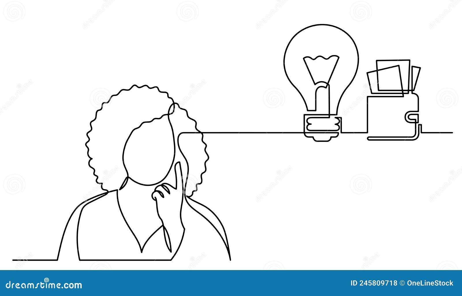 One Line Drawing of Woman Thinking Solving Problems Finding Solutions ...