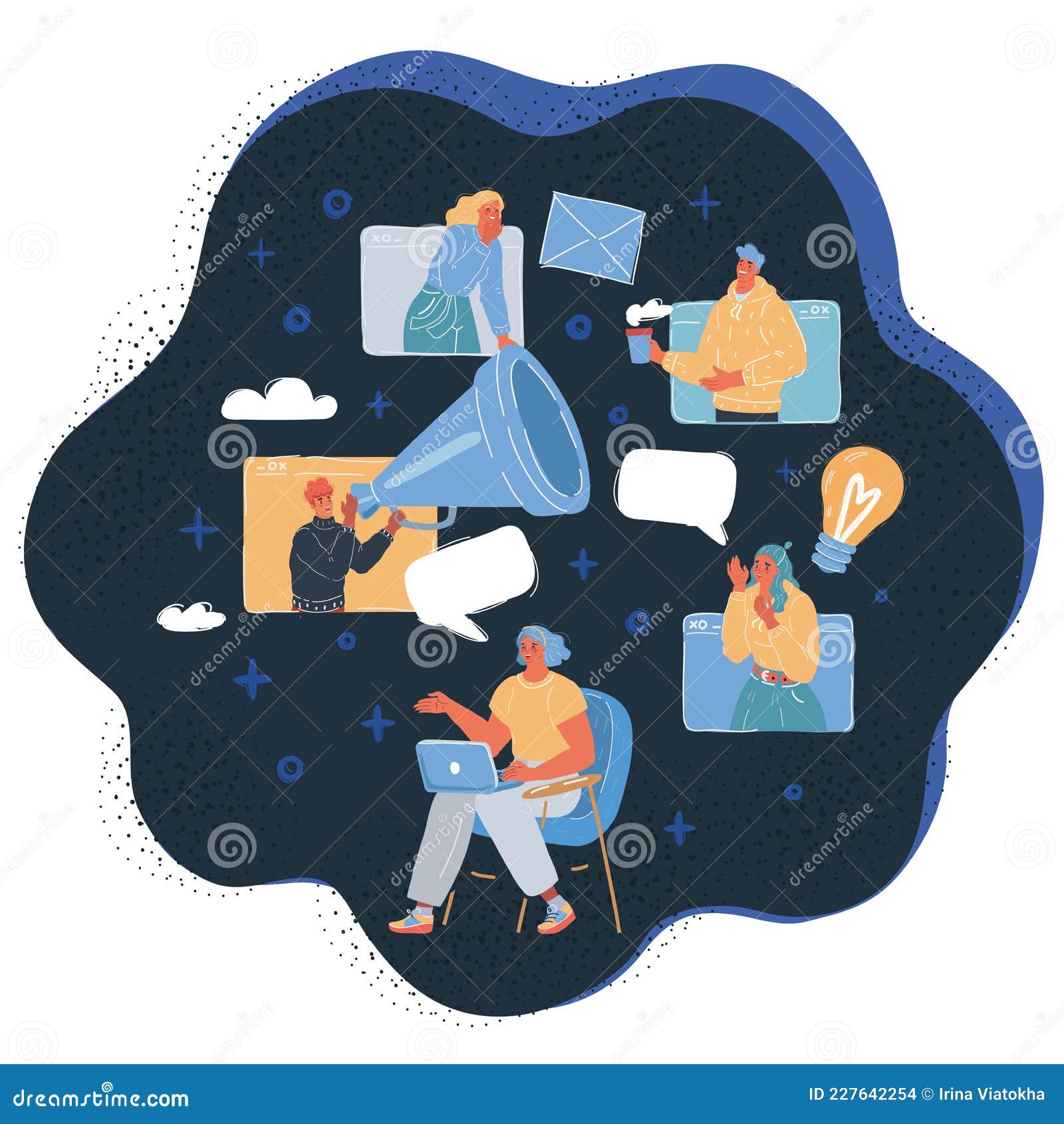 Vector Illustration of Online Conversation with People. Stock Vector ...