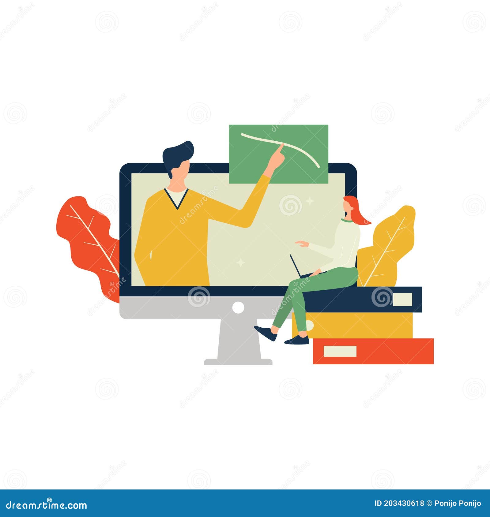 Vector Illustration, Online Education Concept, Learning from Home Stock ...