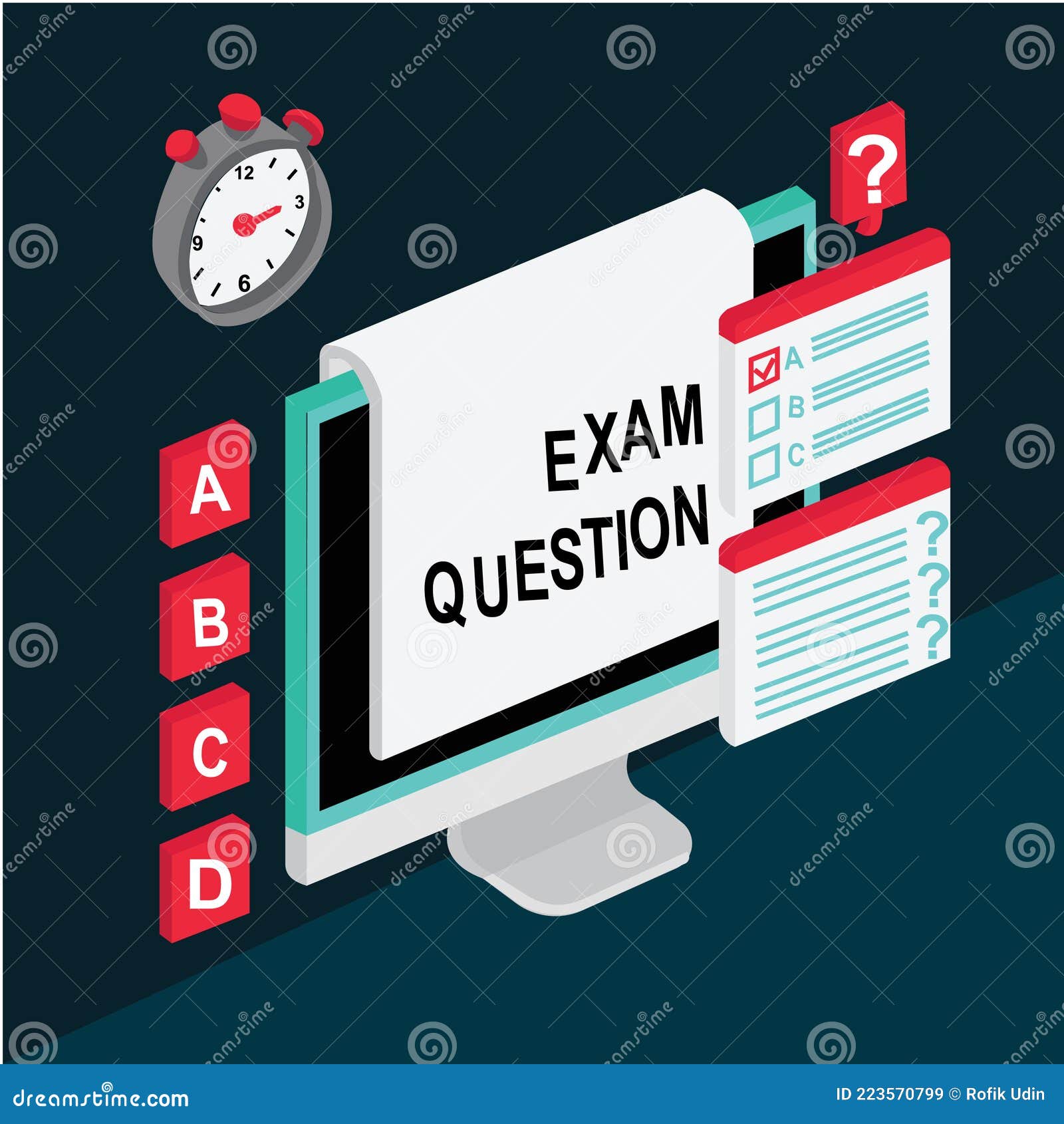 Online Exam Isometric Design Template Design Stock Vector ...