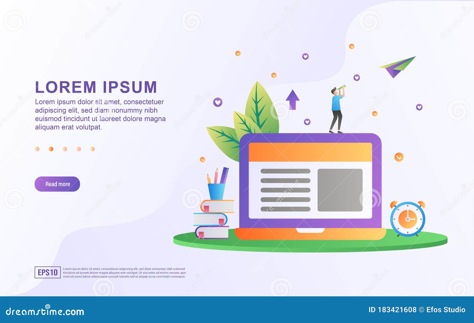 Vector Illustration of Online Learning and Reading Articles with Book ...