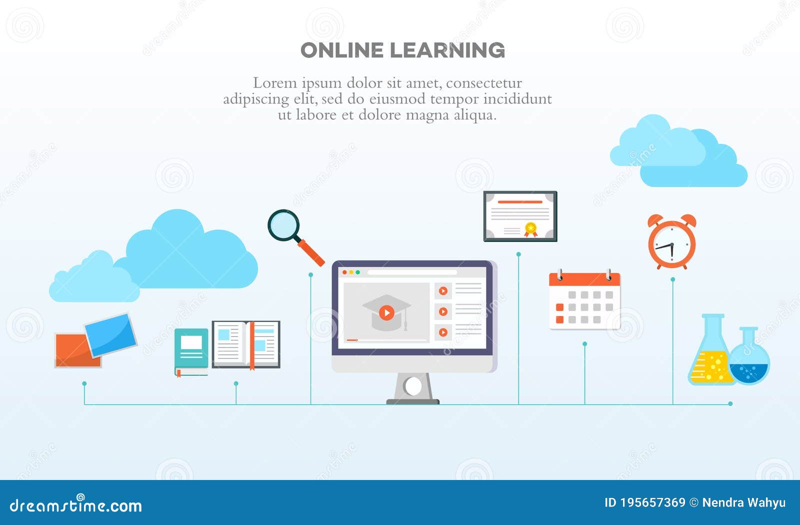Distance Educational Process Isolated Cartoon Vector Illustrations ...