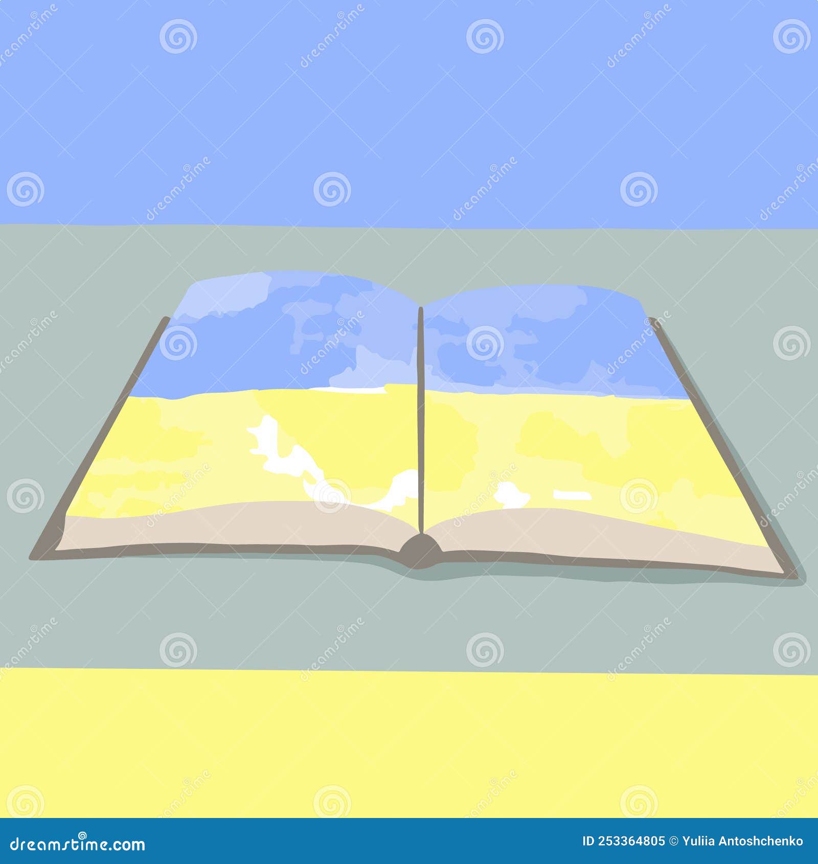 Vector Illustration of an Open Book with Blue and Yellow Pages. Stock ...