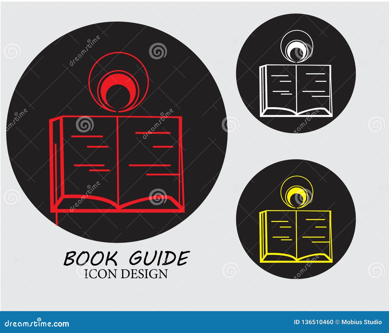 Book Guide Icon Design with Three Colors with Black Background Stock ...