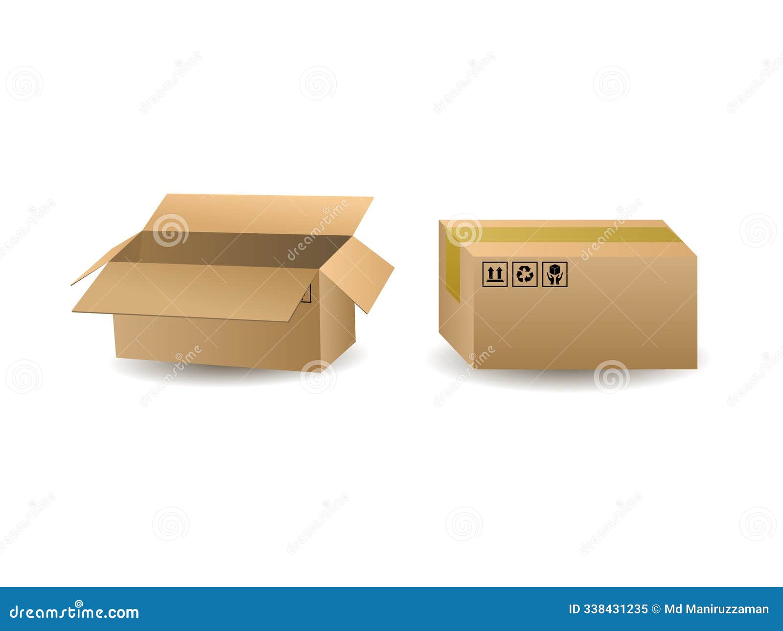 Open and Closed Shipping Boxes. Cardboard Packaging Box Vector Stock ...